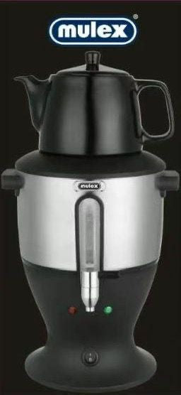 Mulex Electric Samovar – 2-in-1 Water Heater & Tea Maker, Black and Cr ...