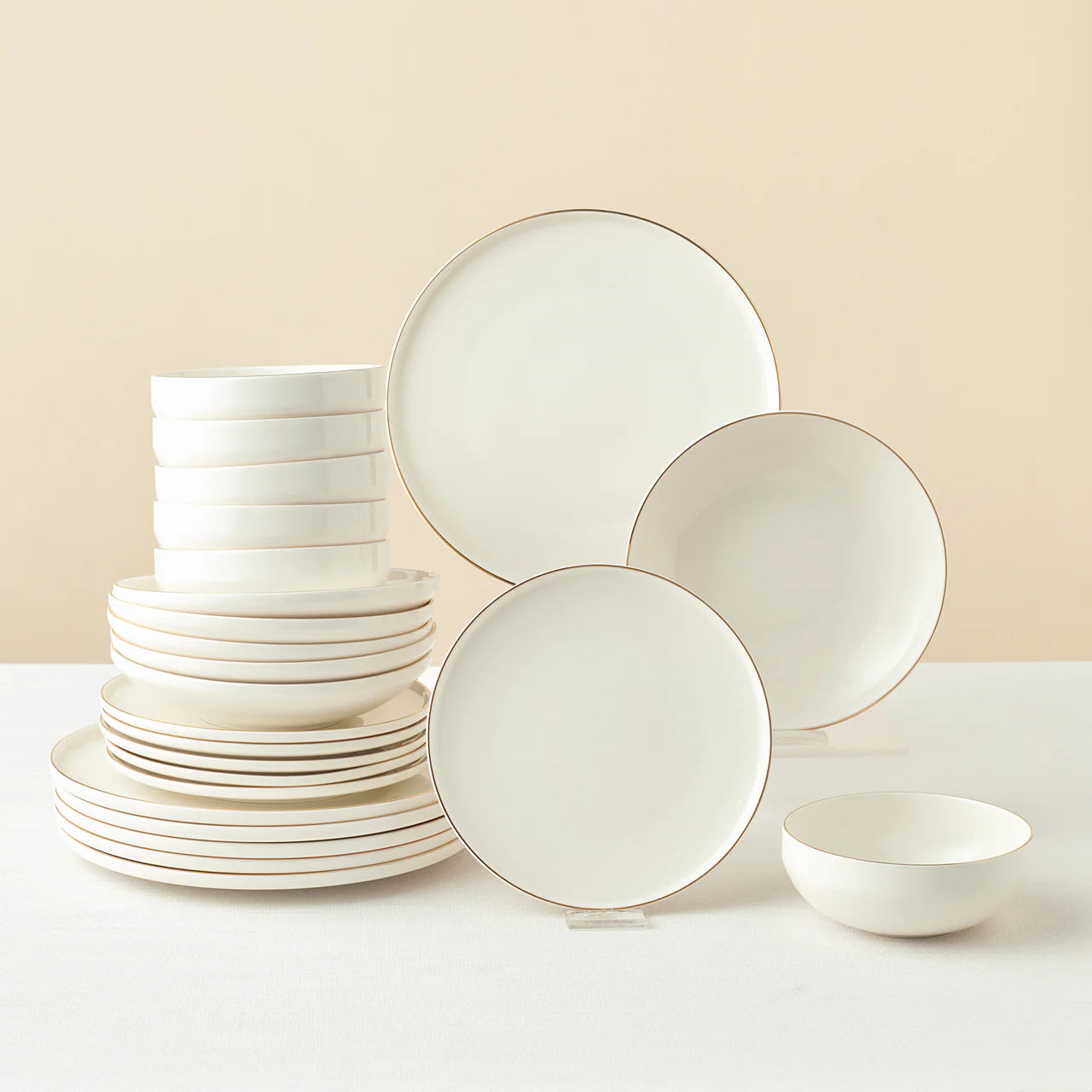 Karaca Stream Bone Meridian 24 Piece Dinner Set for 6 People – Gold ...